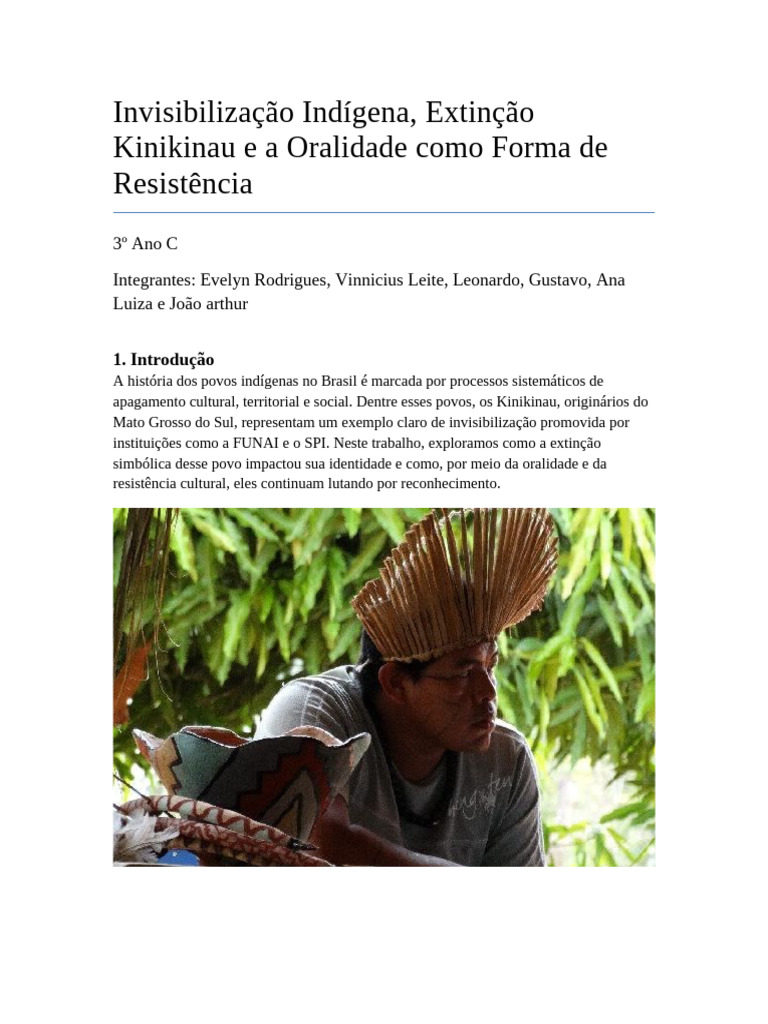 Resistência Kinikinau e Invisibilidade Indígena | PDF | Povos indígenas ...