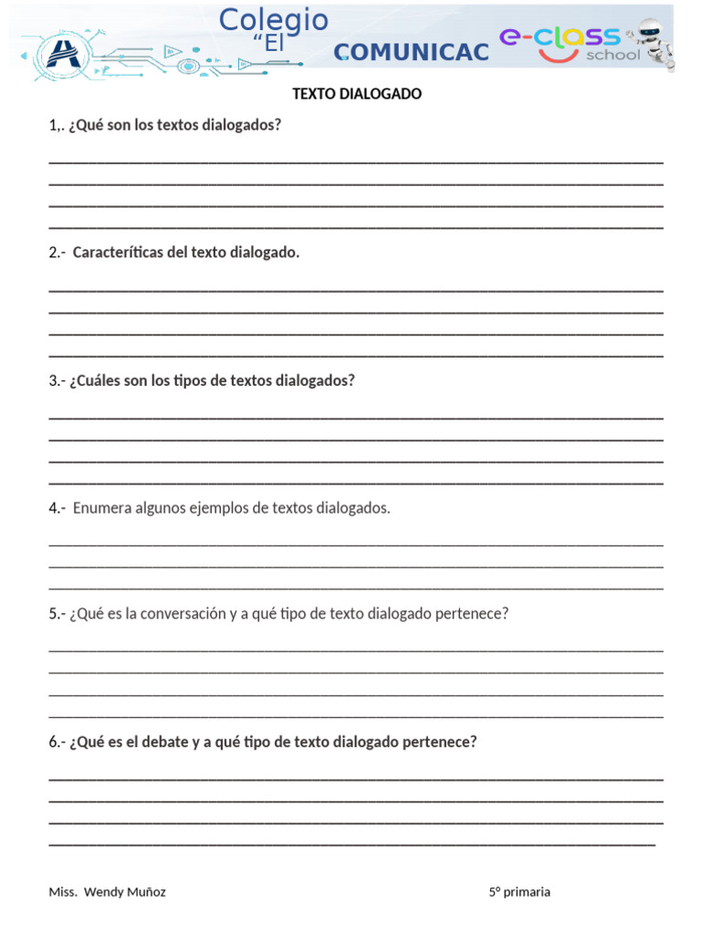 A 3 Ficha Texto Dialogado. 5to | PDF