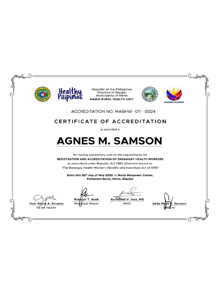 Accreditation 1 Agnes M. Samson | PDF