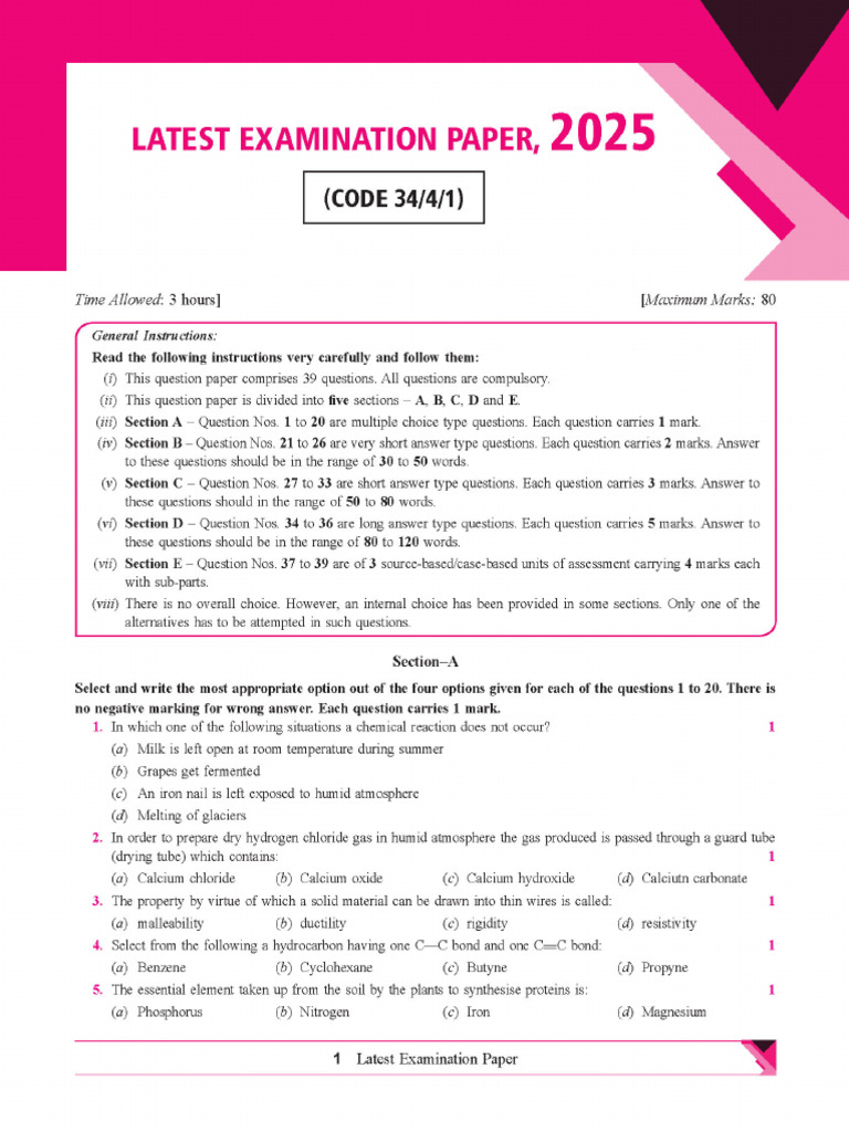 Cbse Cl10 Together With Science Latest Examination Paper | PDF