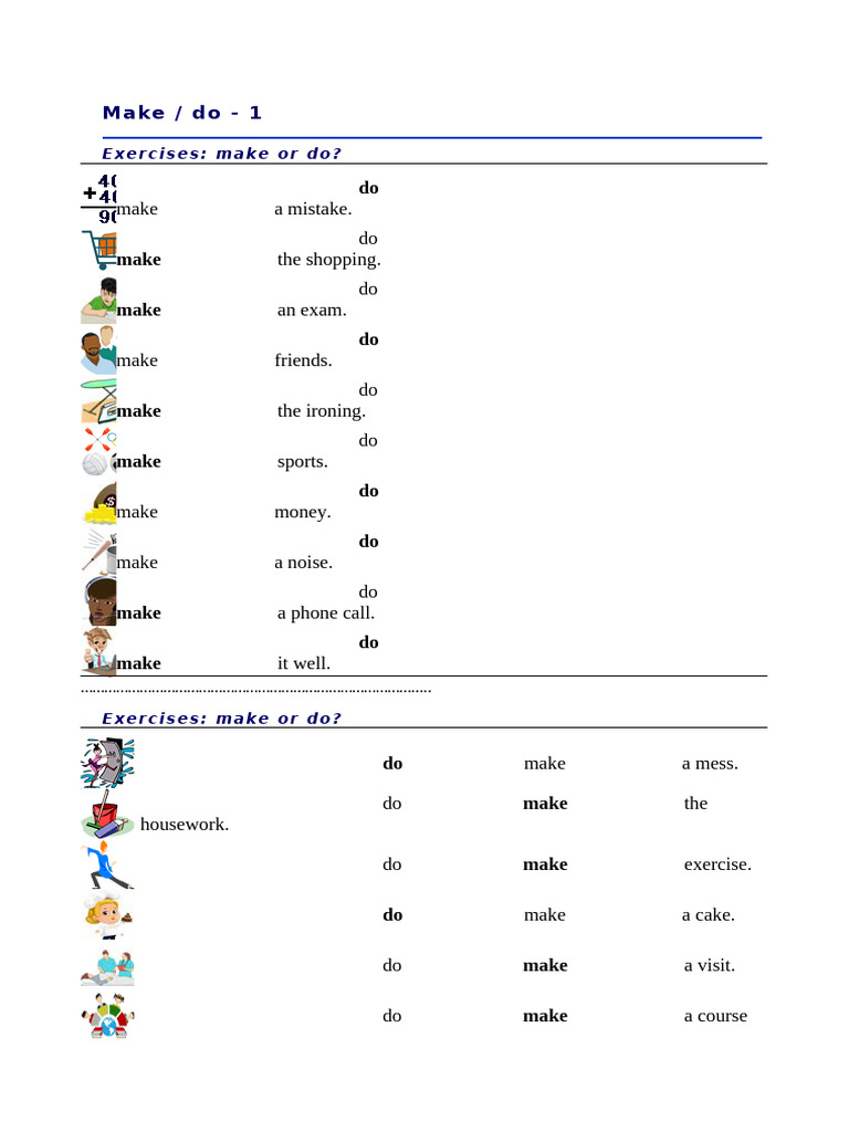 Make vs Do: Exercise Guide | PDF