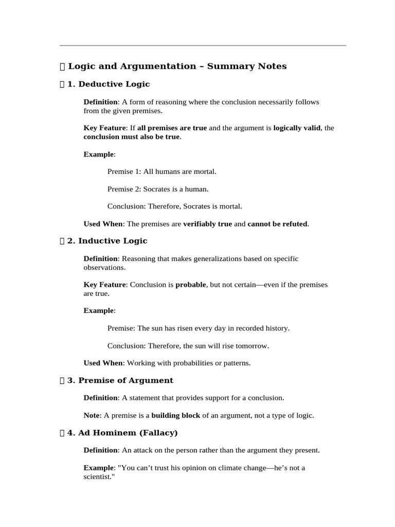 Logic and Argumentation | PDF