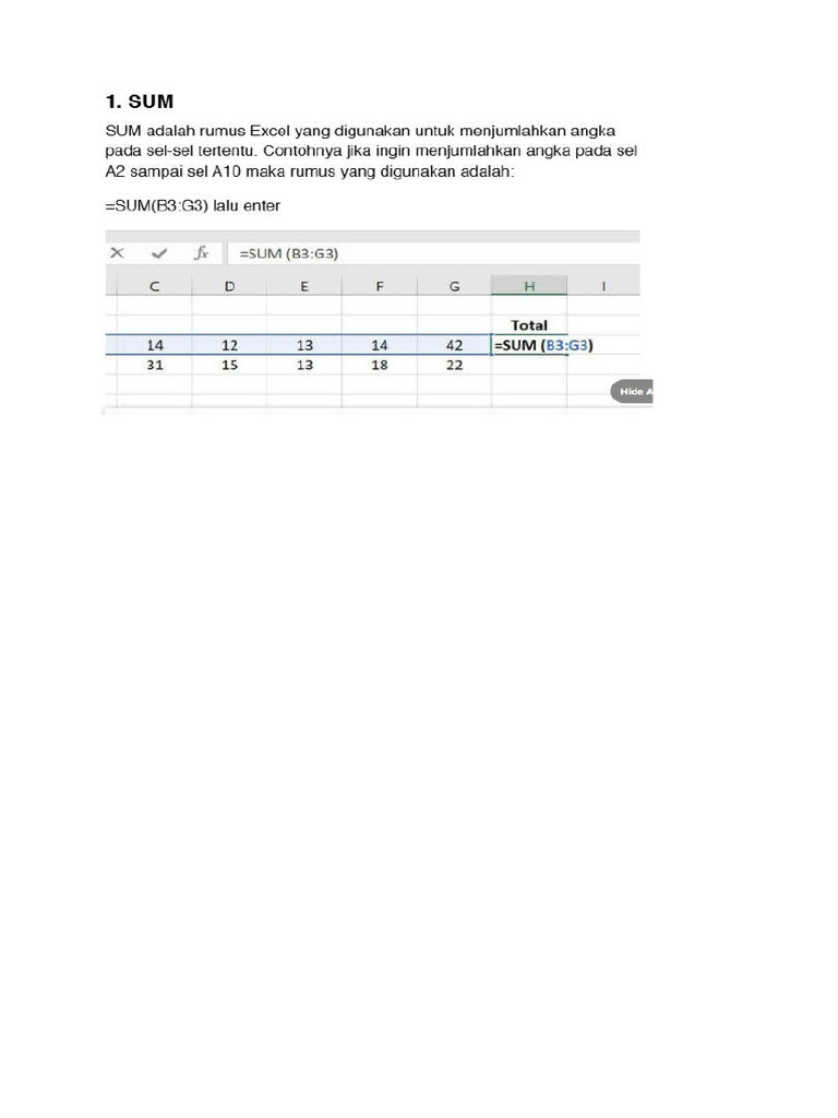Rumus Sum Dalam Excel | PDF