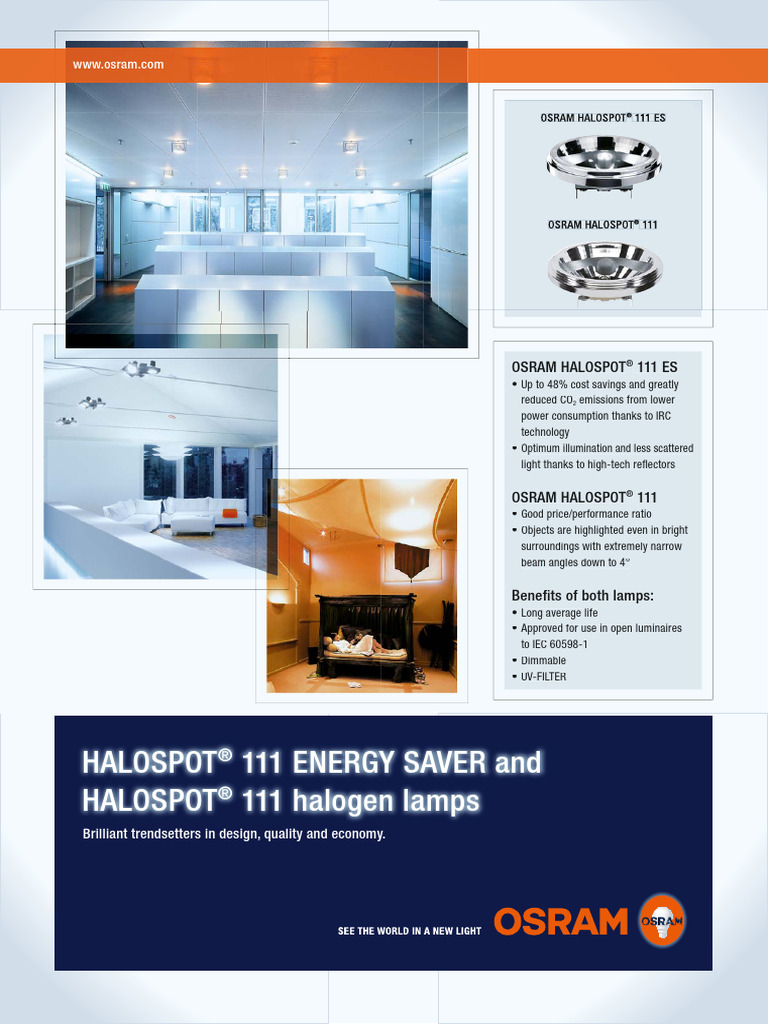 Halospot 111 Eco and Halospot 111 Halogen Lamps | PDF | Lighting | Light
