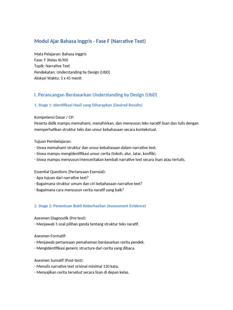 Modul Ajar Teks Naratif Kelas XI | PDF
