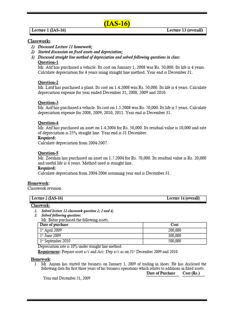 umar caf 1 lec 1 | PDF | Depreciation | Capital Budgeting