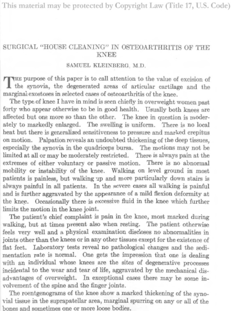 Surgical Cleaning for Knee Osteoarthritis | PDF | Knee | Osteoarthritis