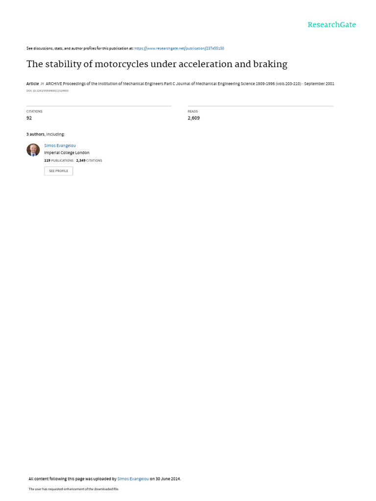 Motorcycle Stability During Acceleration | PDF | Stability Theory ...