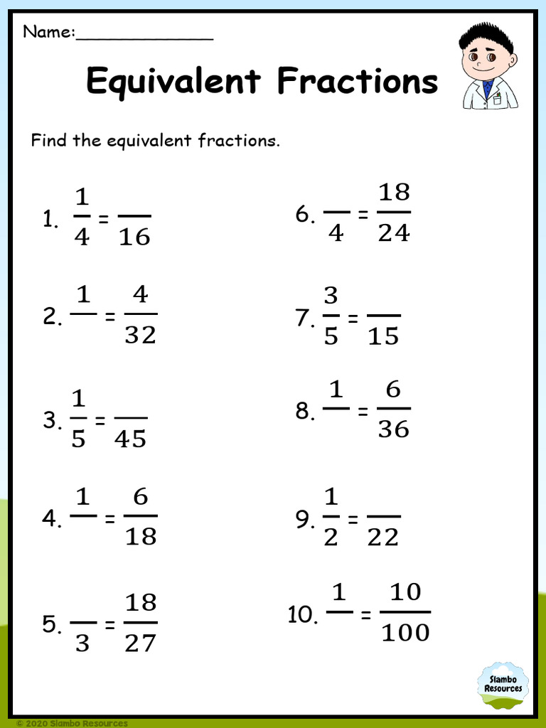 Grade 5 Equivalent Fractions Worksheet 5 | PDF