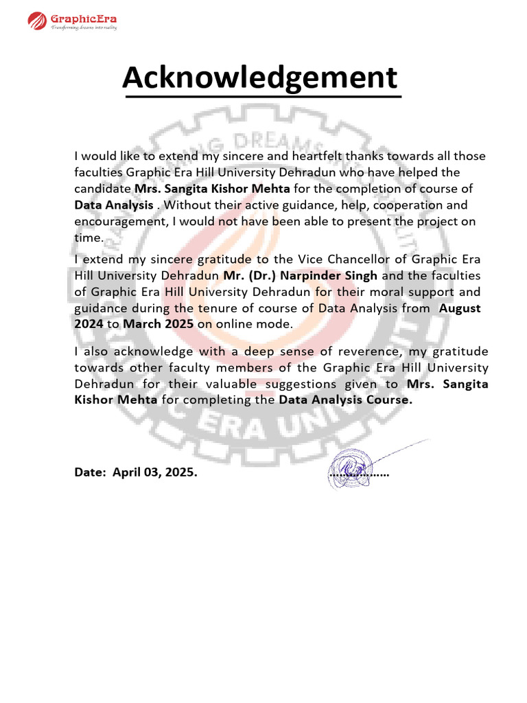 Acknowledgement Certificate | PDF