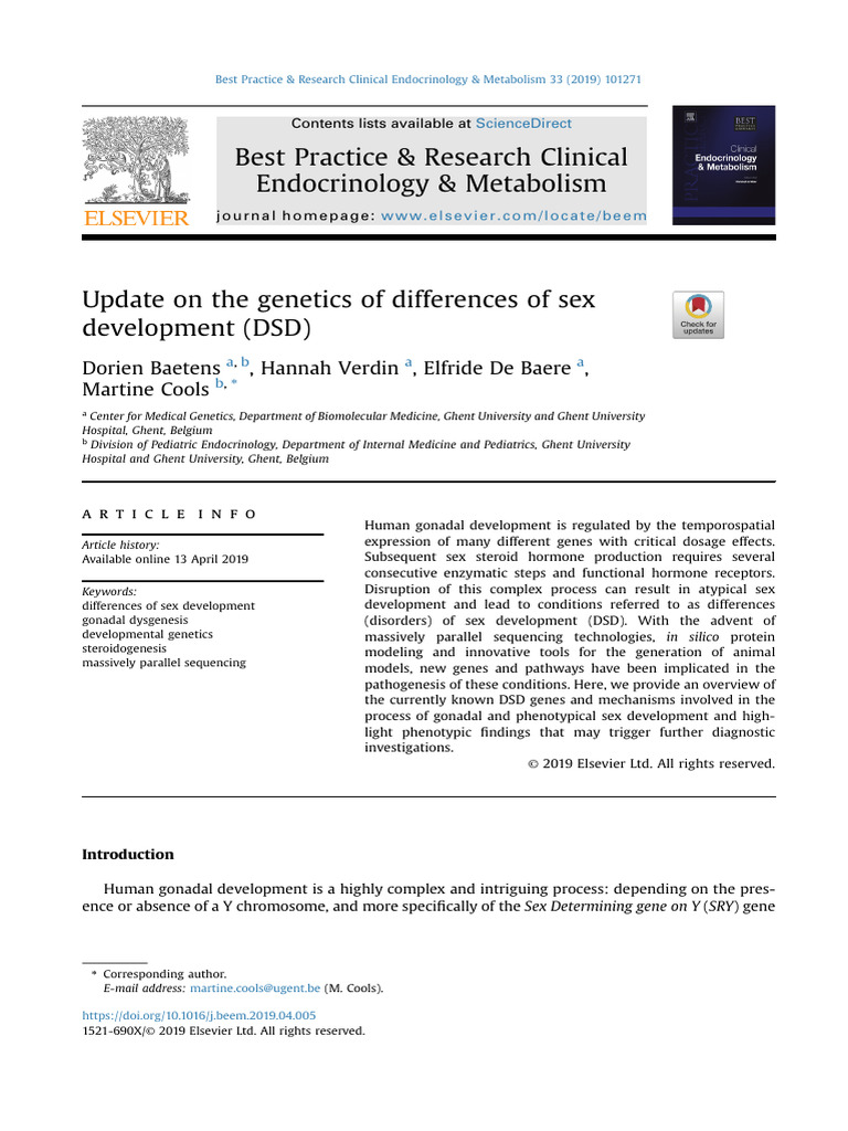Update On The Genetics of Differences of Sex Development (DSD) | PDF | Biochemistry | Chemistry