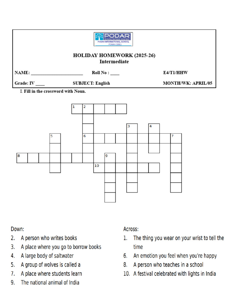 Holiday HW Gr.4 Intermediate | PDF