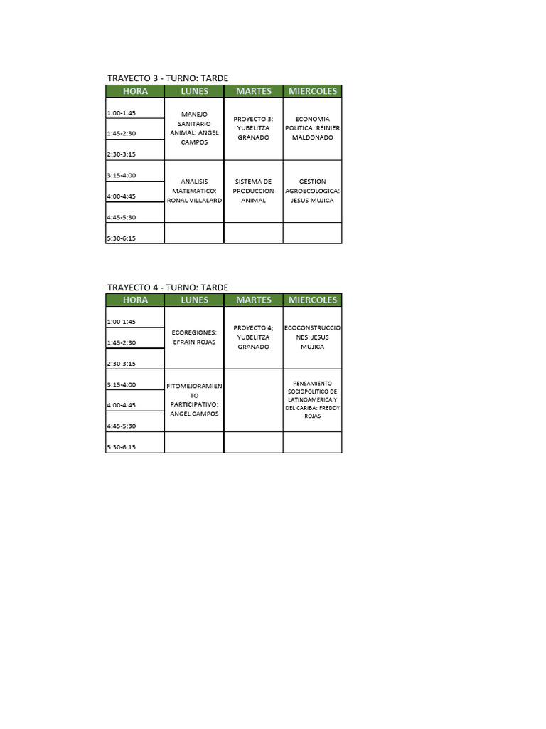 Horarios Agro 2-2024 | PDF