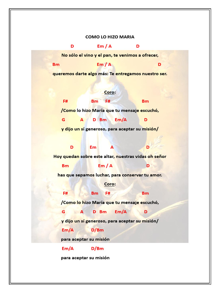 Canción: "Como lo Hizo María" | PDF
