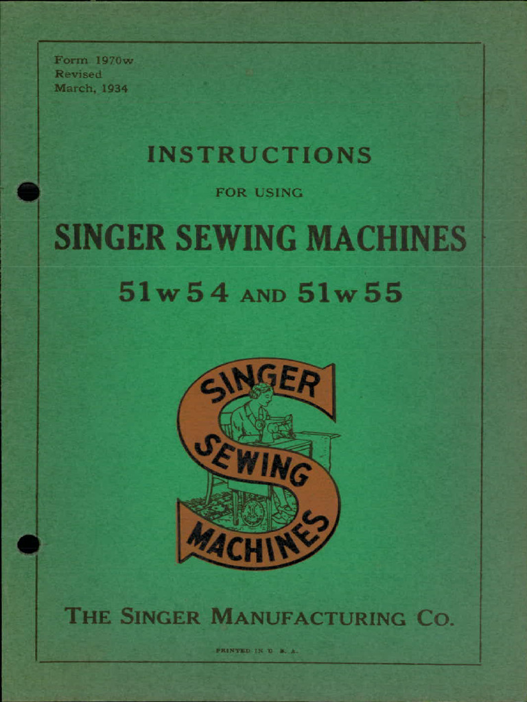 SINGER-51W54-51W55 Instructions | PDF | Sewing Needle | Sewing
