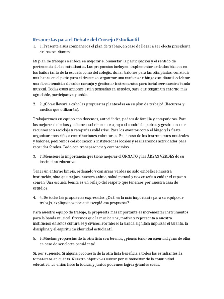 Debate Consejo Estudiantil Actualizado | PDF