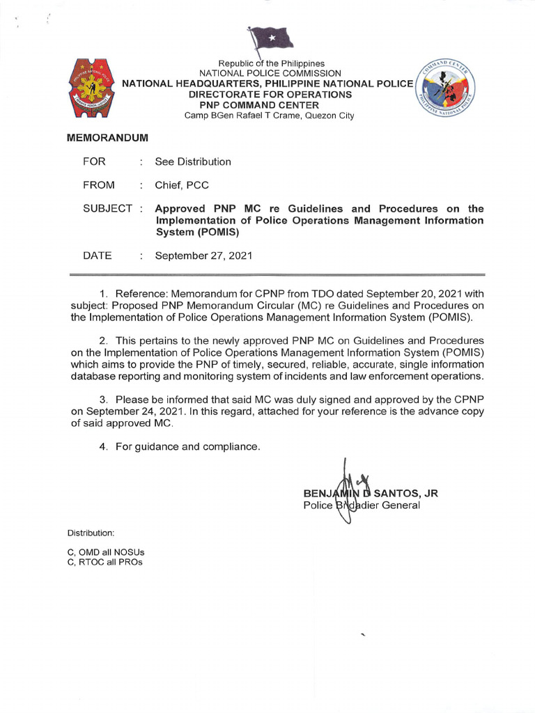 +approved PNP MC Re Guidelines and Procedures On The Implementation of ...