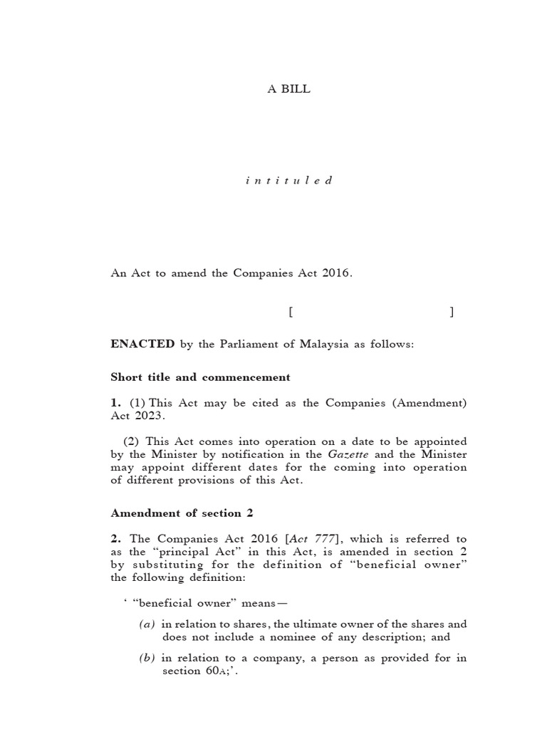 Amendment to Companies Act 2016 | PDF | United Kingdom Insolvency Law ...