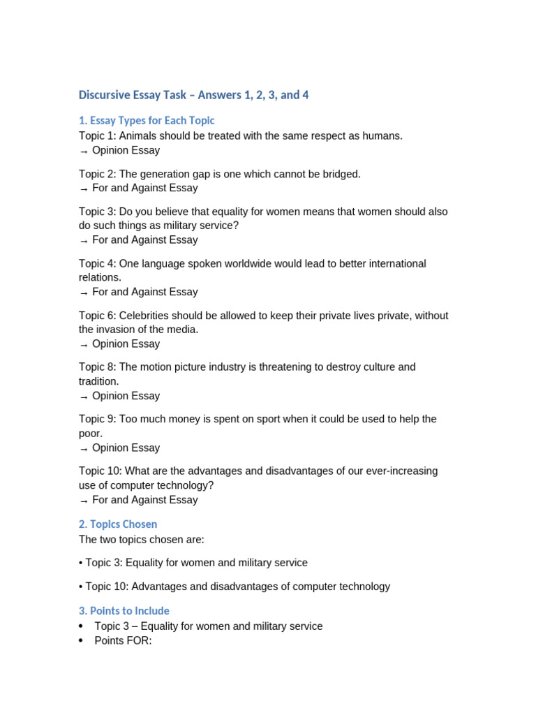Discursive Essay Answers | PDF