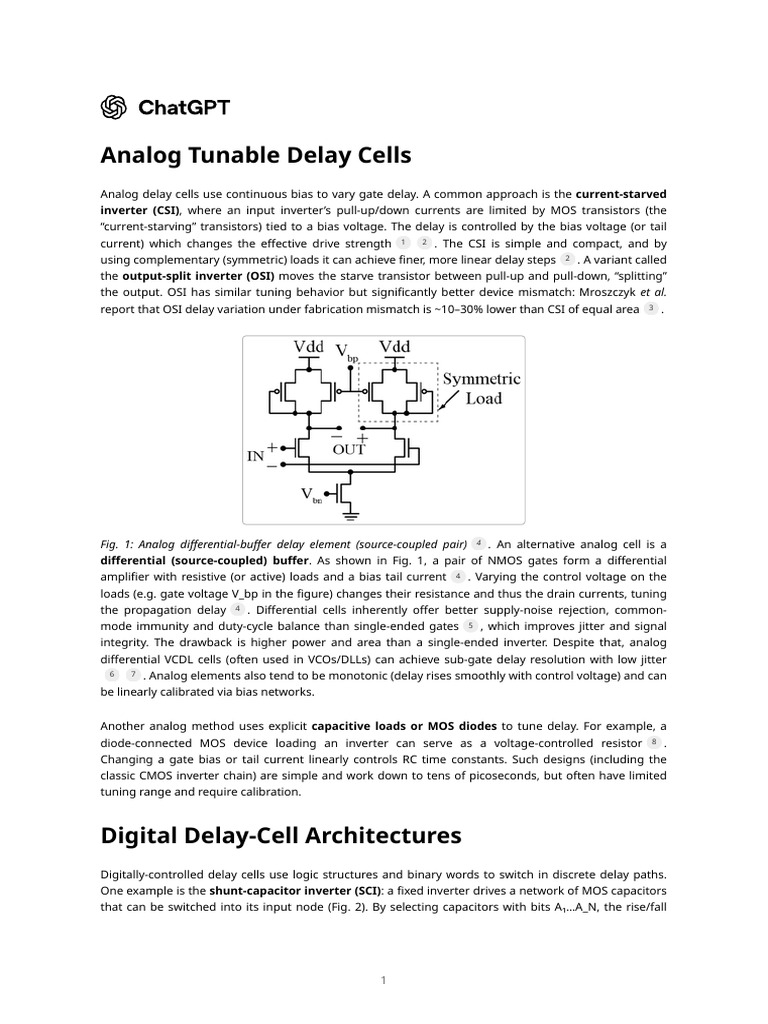 Analog Tunable Delay Cells | PDF | Mosfet | Field Effect Transistor