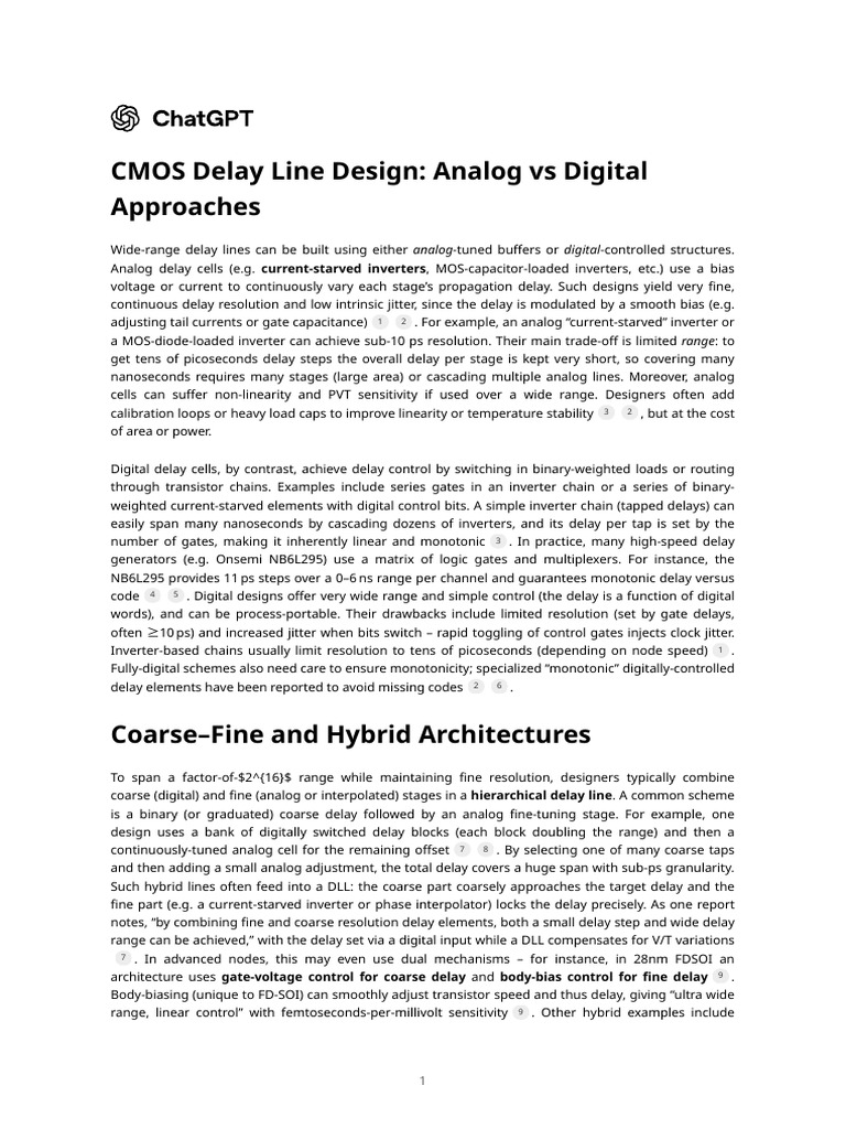 CMOS Delay Line Design - Analog Vs Digital Approaches | PDF | Cmos ...