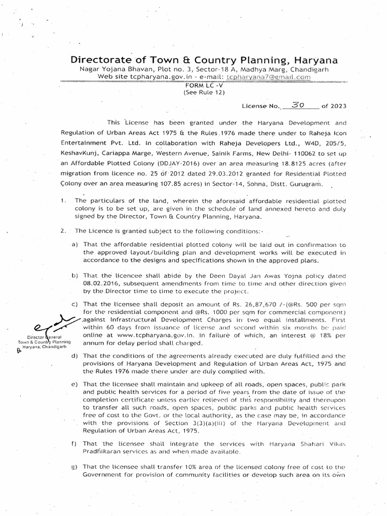 Raheja Aranya City License 30 of 2023 | PDF