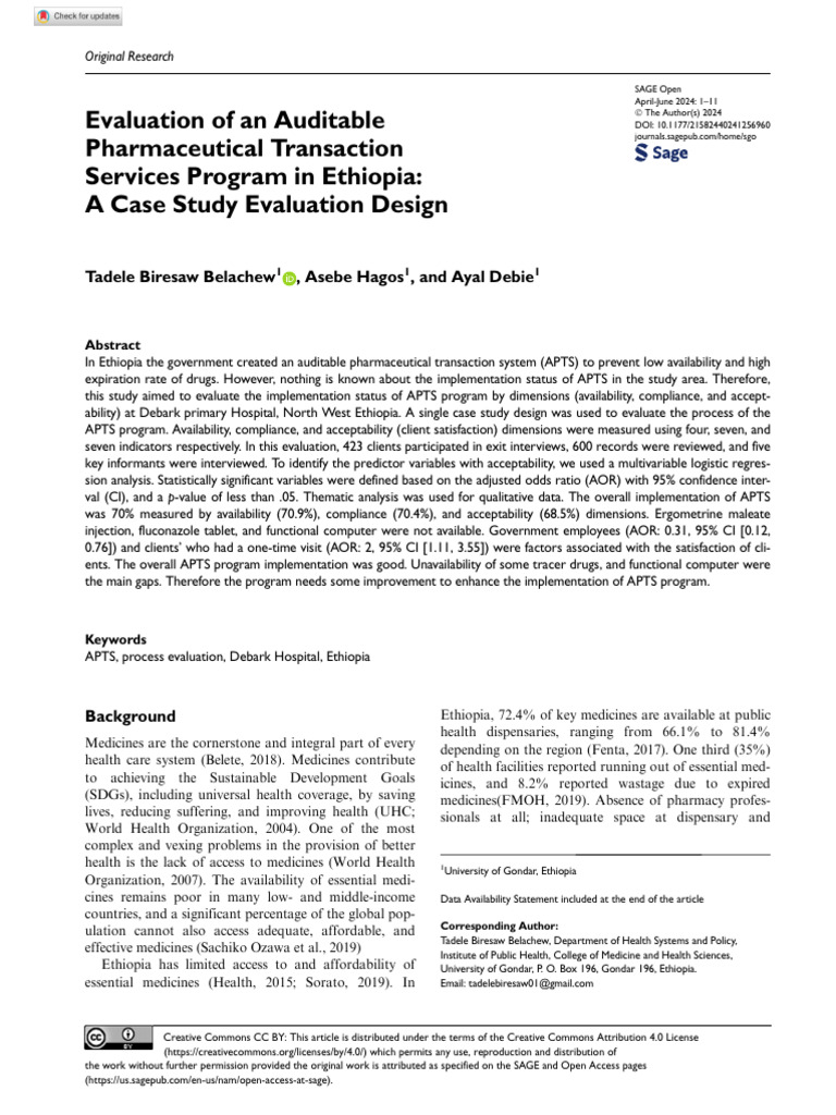 Belachew Et Al 2024 Evaluation of An Auditable Pharmaceutical ...