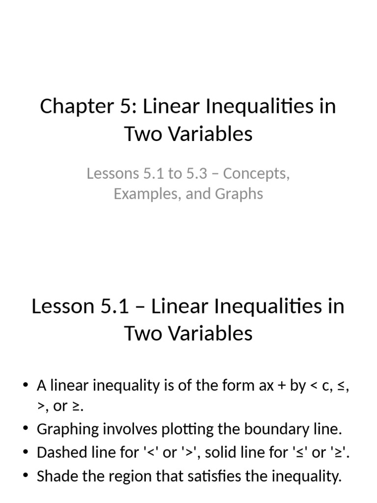 Chapter 5 Linear Inequalities | PDF