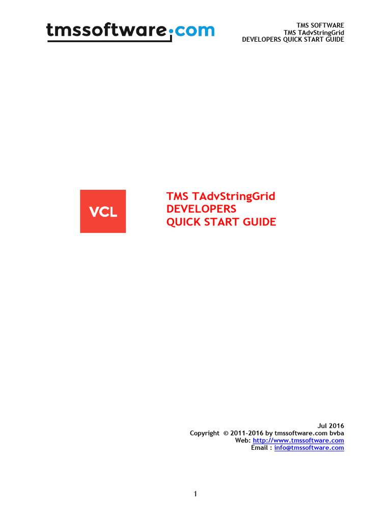 TMS TAdvStringGrid Quick Start | PDF | Microsoft Excel | Software