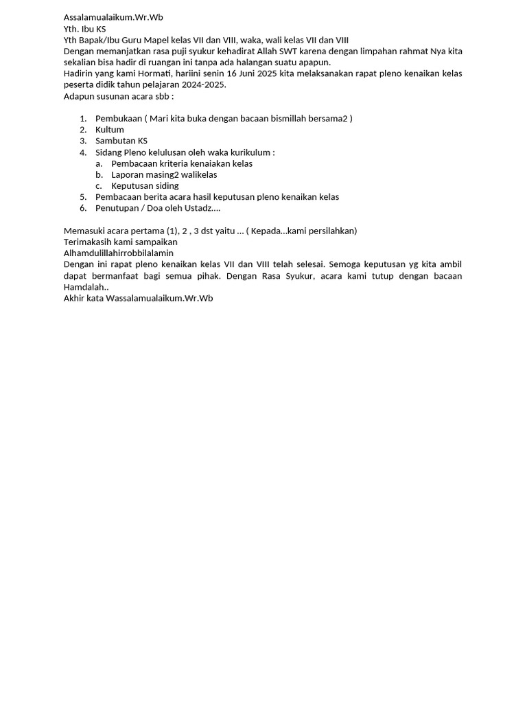 Draft Pembawa Acara | PDF