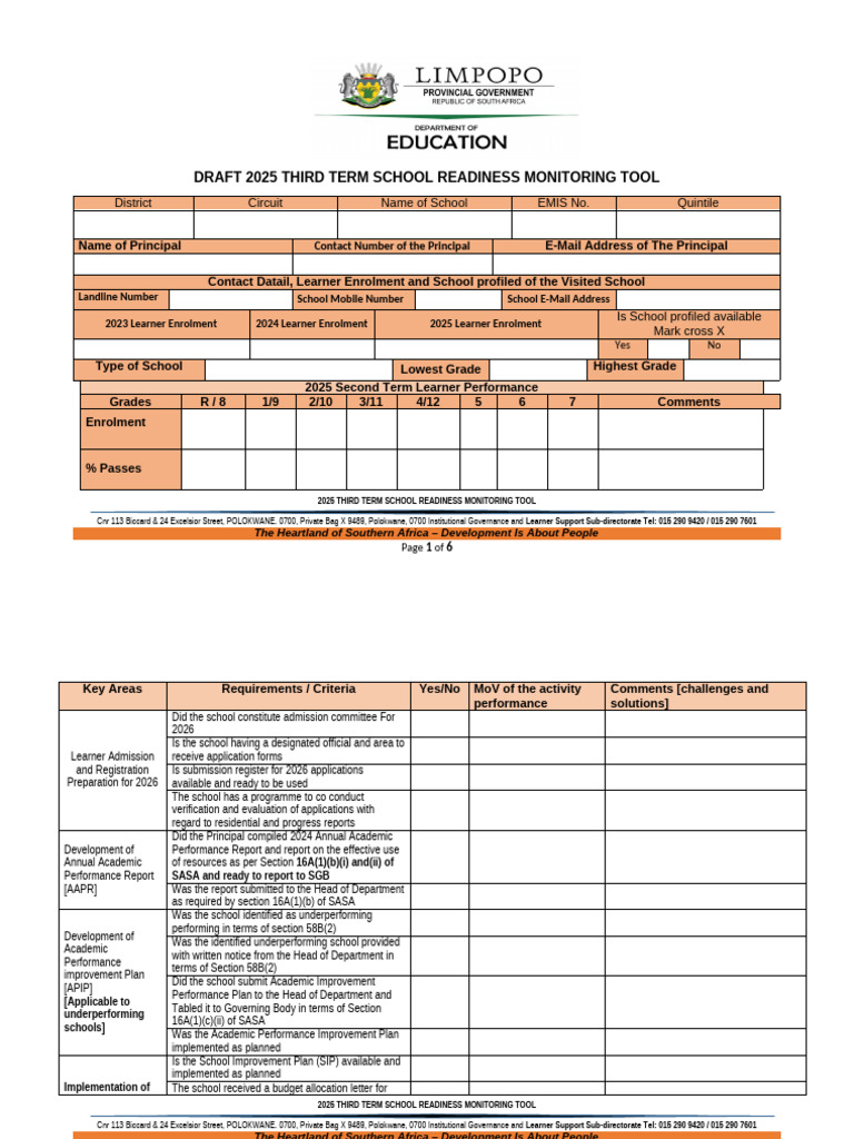 2025 Third Term School Readiness Tool | PDF | Curriculum