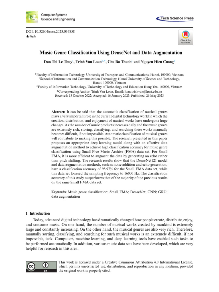 Music Genre Classification Using DenseNet and Data Augmentation | PDF | Signal To Noise Ratio ...