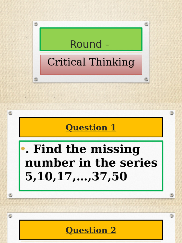 Critical Thinking Maths Questions | PDF