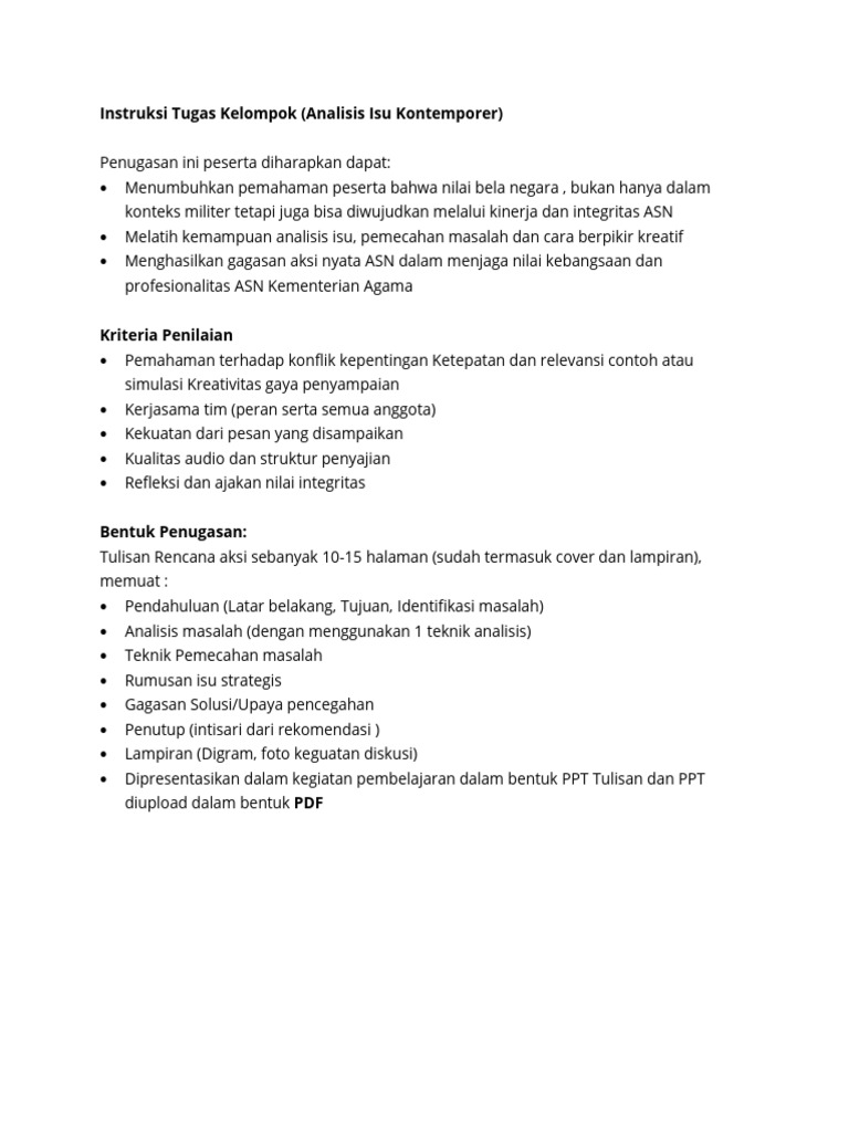 Instruksi Tugas Kelompok Agenda I Analisis Isu Kontemporer | PDF