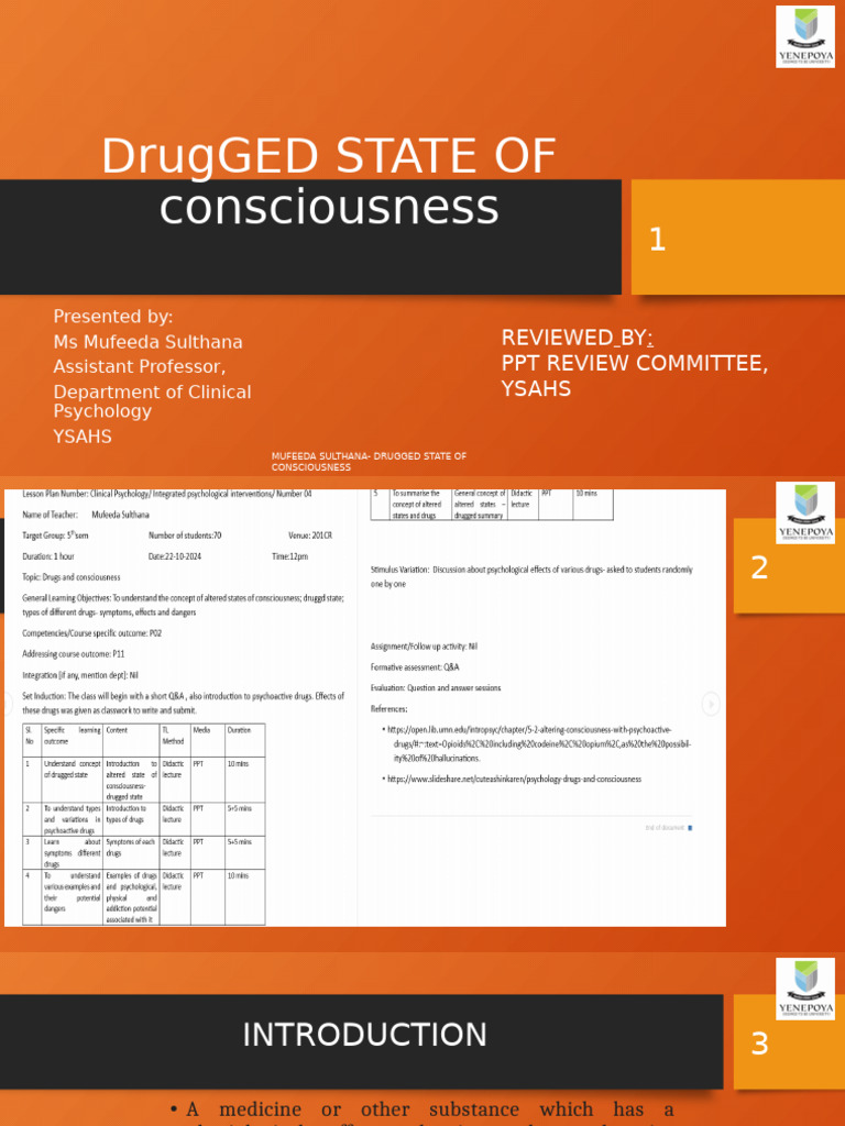 Drugs and Consciousness | PDF | Psychoactive Drugs | Neurotransmitter