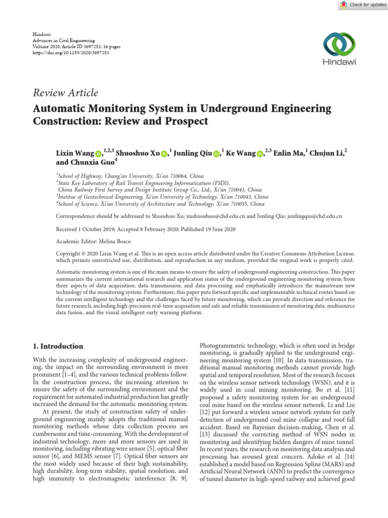 Automatic Monitoring in Underground Engineering | PDF | Wireless Sensor ...