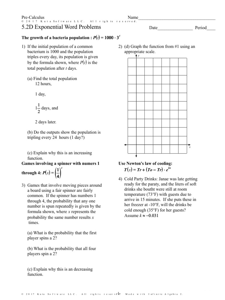 5.2c Exponential Word Problems | PDF | Radioactive Decay | Nuclear Physics