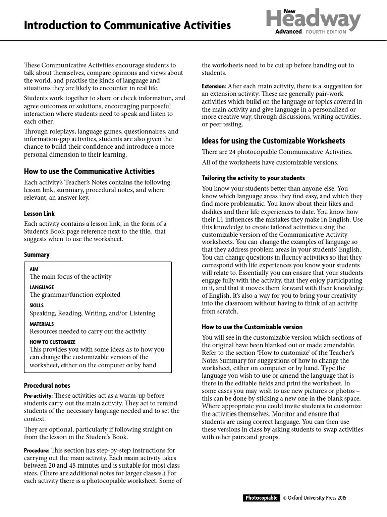 Communicative Activities for ESL Students | PDF | Cognition | Human ...