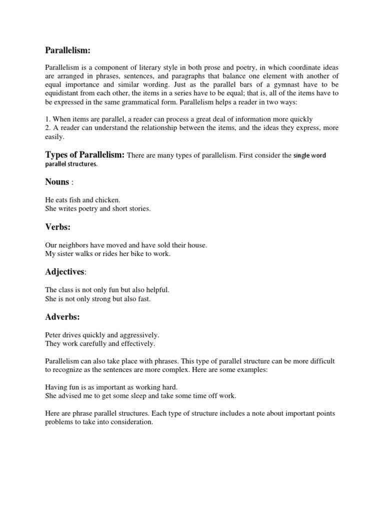 Parallelism | PDF | Phrase | Verb