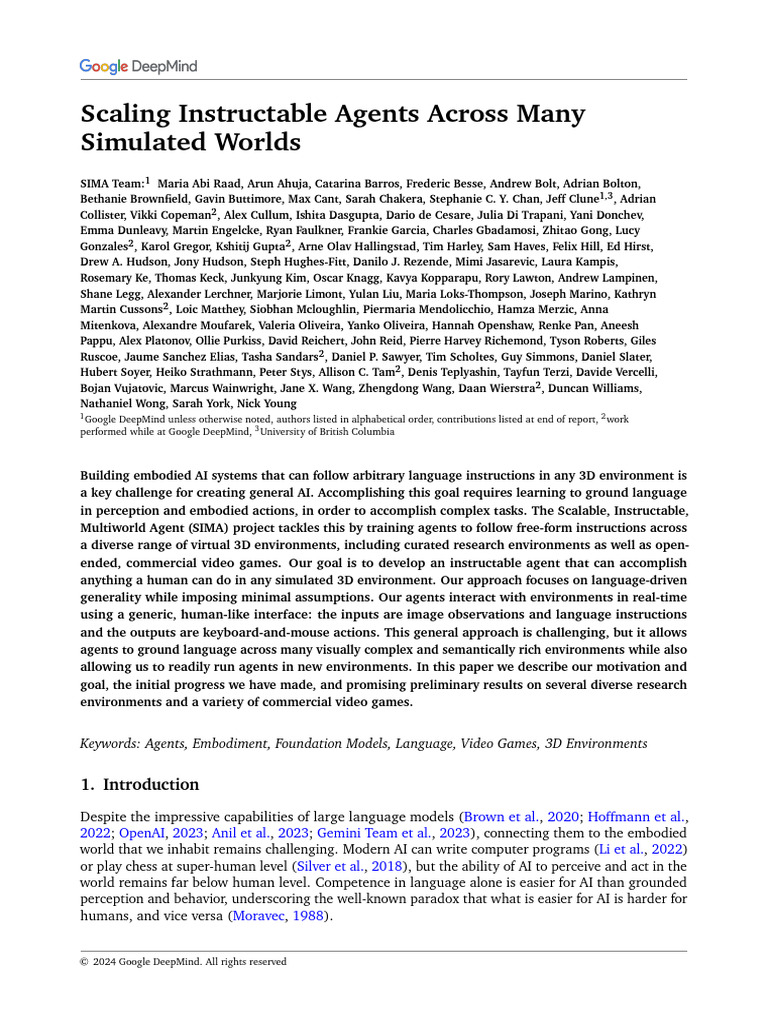 Scalable Instructable Agents in 3D Worlds | PDF | Artificial ...