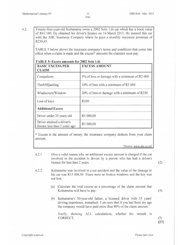 MAth Lit Grade 12 Past Paper Q4 | PDF