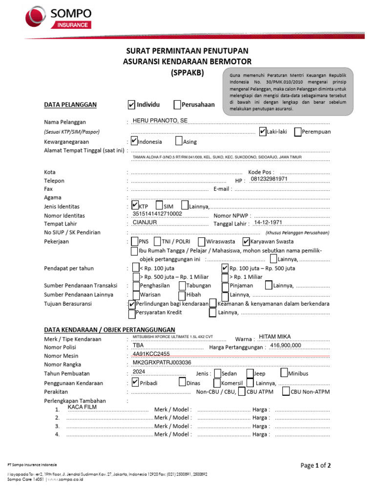 Sppa Auto First - PDF Form - Bomo | PDF