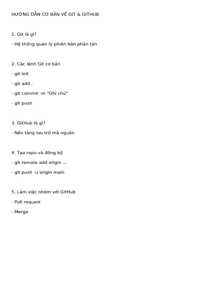 Huong Dan Git GitHub | PDF