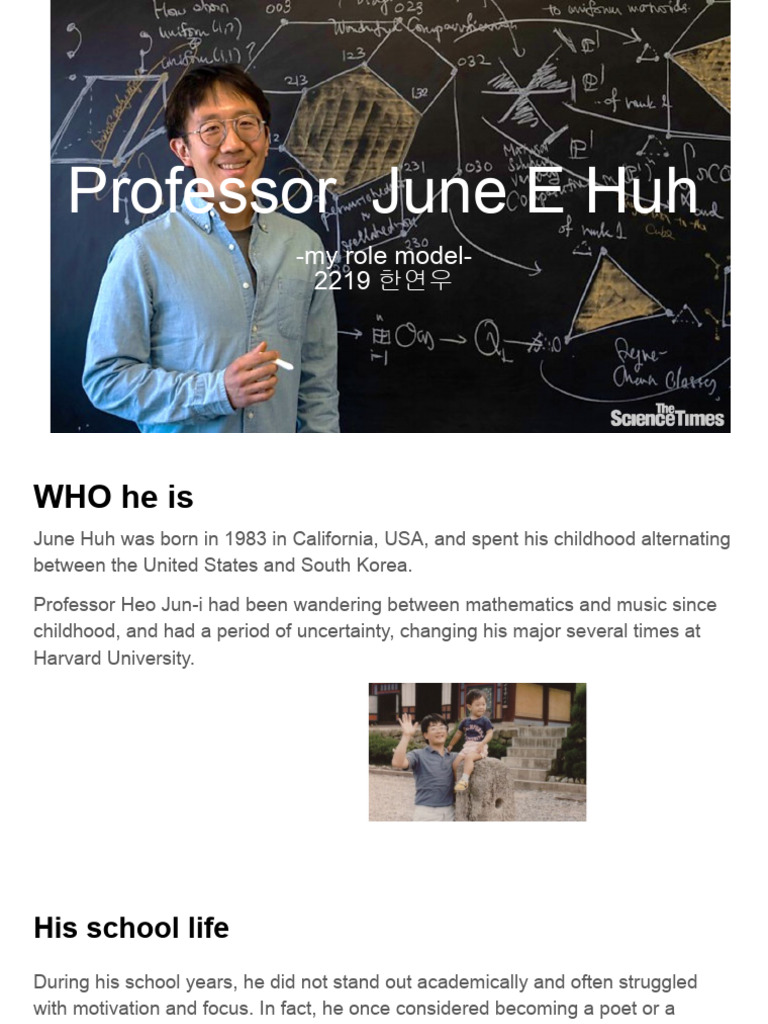 My Role Model - June E Huh | PDF | Mathematics | Mathematician