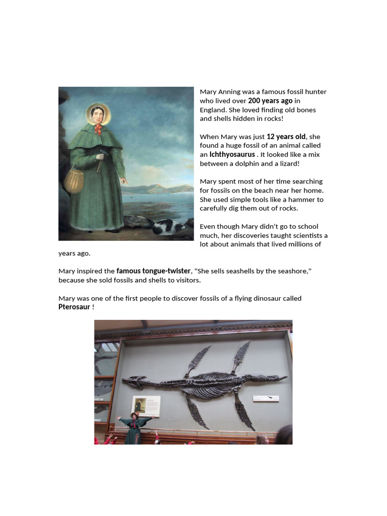 Mary Anning Was A Famous Fossil Hunter Who Lived | PDF