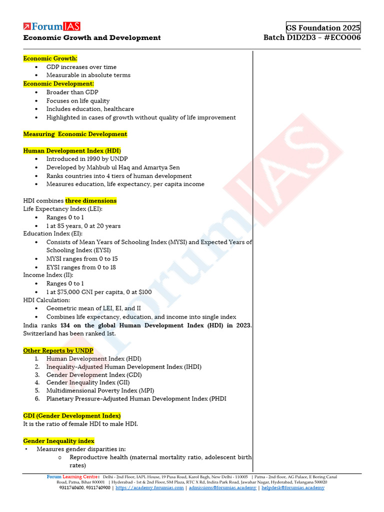 Eco 6 Inclusive Growth Indices Crux KING R QUEEN P | PDF | Human Development Index | Economies
