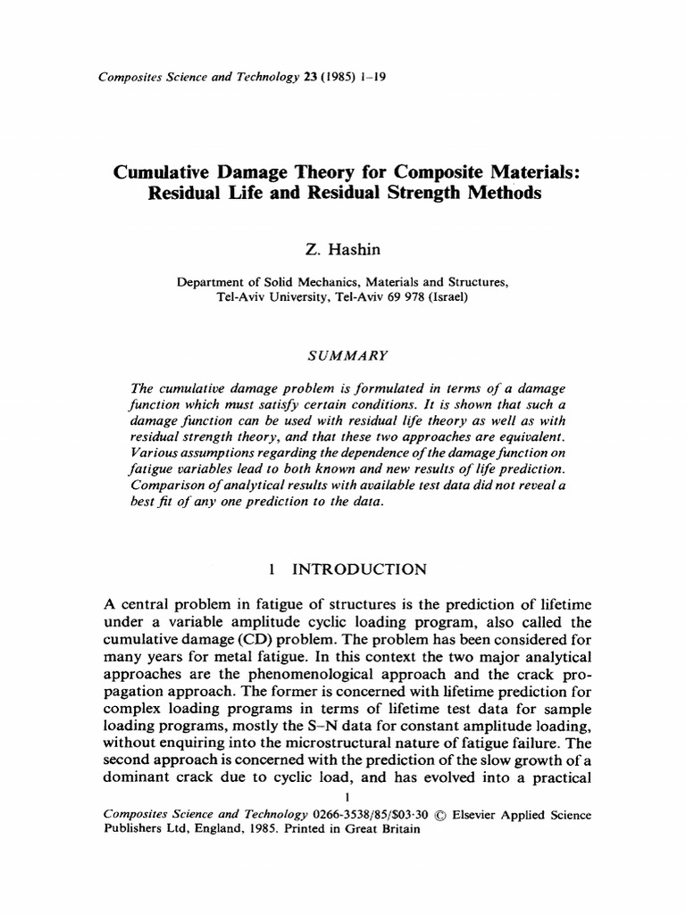 Teoria Do Dano Cumulativo para Materiais Compósitos - Métodos Da ...