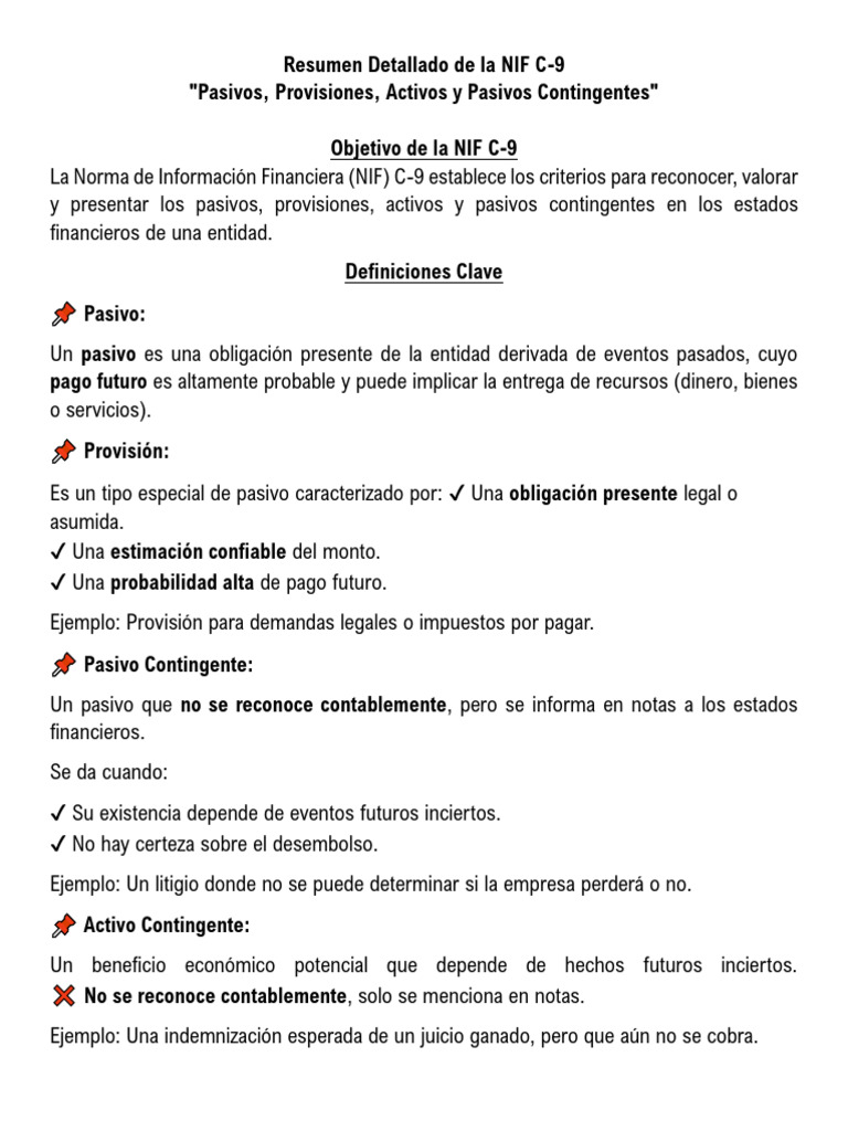 Resumen NIF C9 | PDF | Estado financiero | Contabilidad