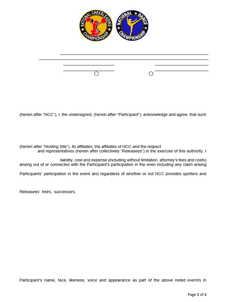 3 NCC Waiver and Release Form | PDF | Indemnity | Common Law