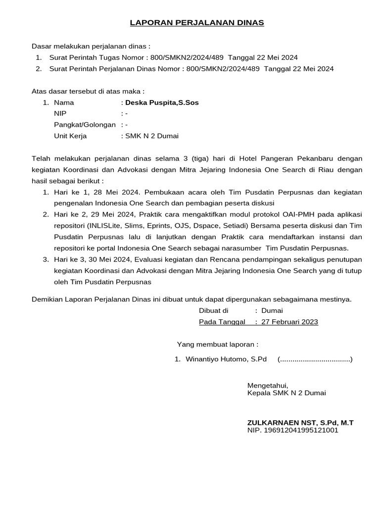 Laporan Perjalanan Tomi | PDF